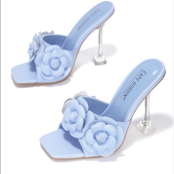 Shoes | New Blue Flower Heels | Poshmark